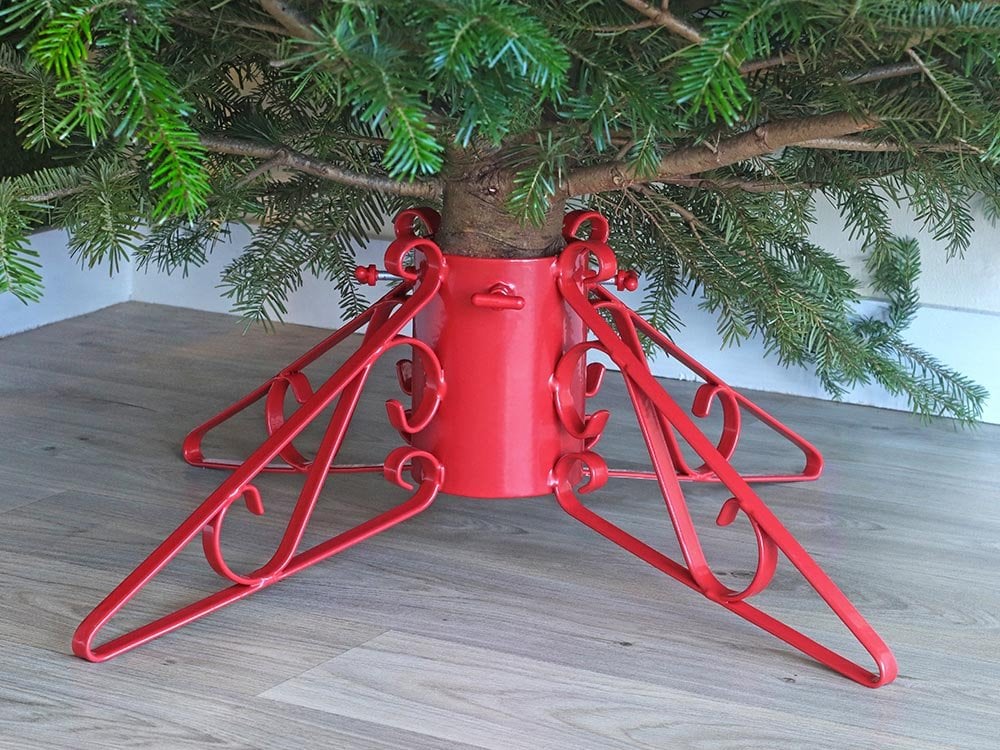 Traditional Red 6 inch Scrolled Christmas Tree Stand Four Legs — Home ...