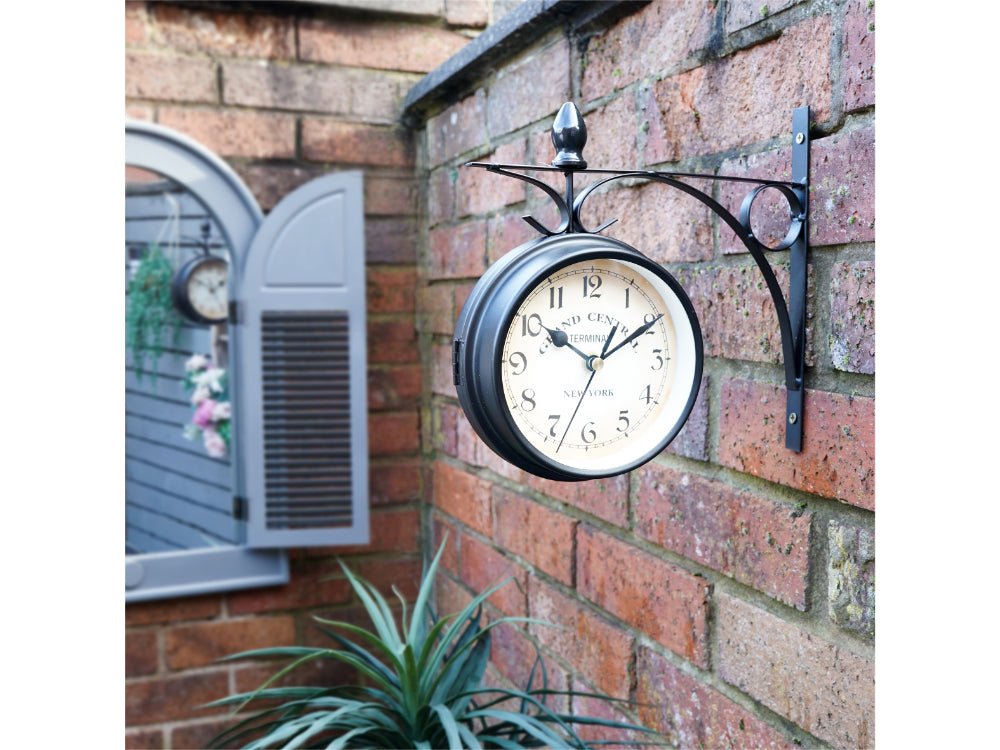Double-Sided Vintage Outdoor Station Clock - Wall Mounted — Home ...