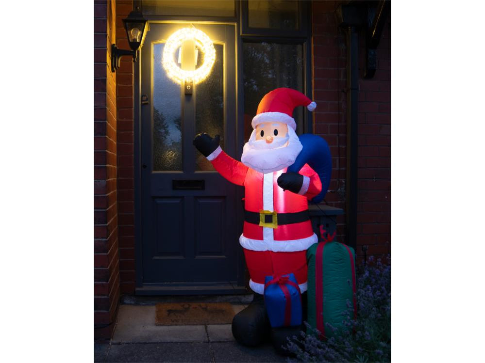 Inflatable Father Christmas with Presents and LED Lights - Festive Chr ...