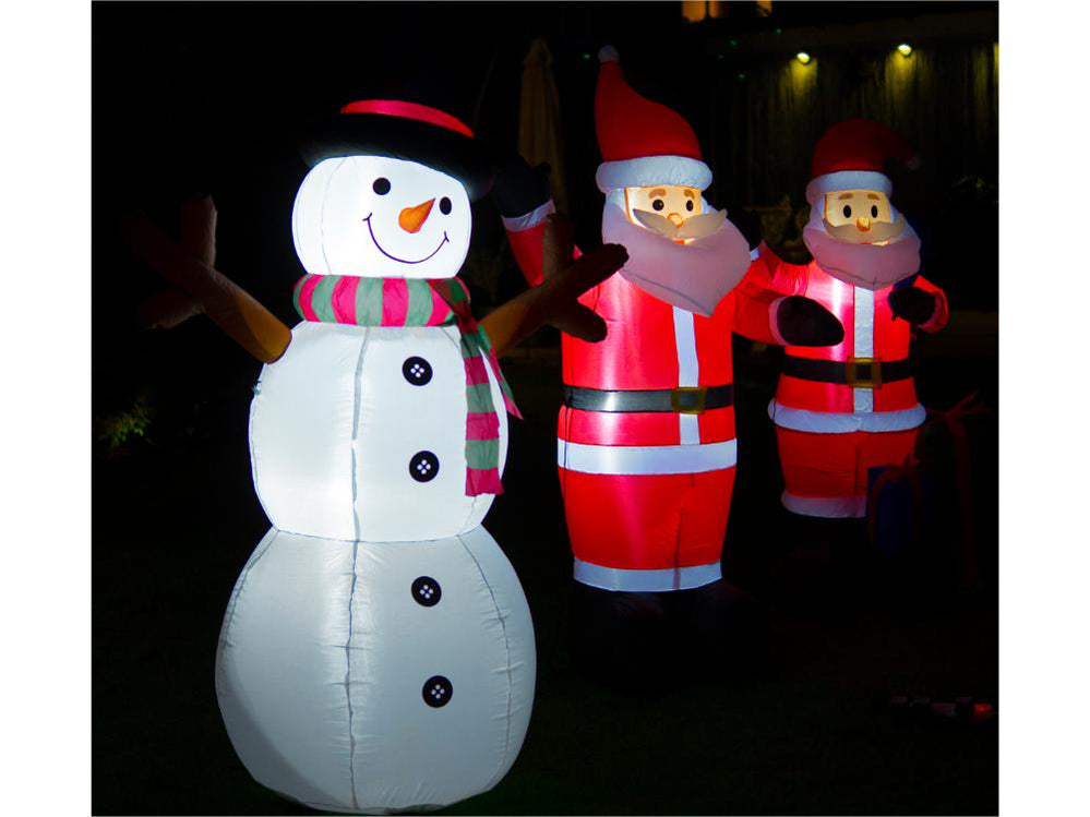 Inflatable Father Christmas with Presents and LED Lights - Festive Chr ...
