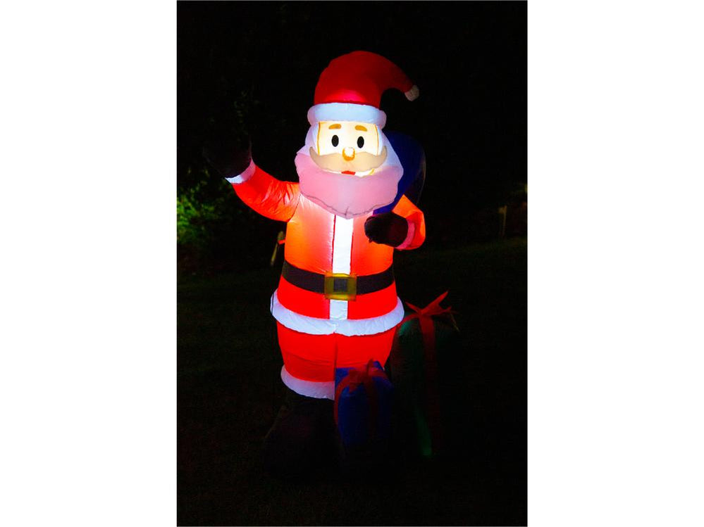 Inflatable Father Christmas with Presents and LED Lights - Festive Chr ...