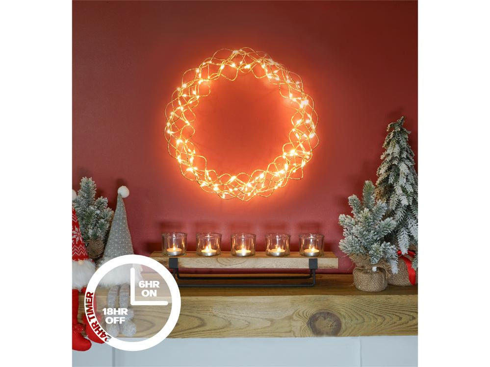 Xmas Haus LED Copper Gold Wreath – Indoor & Outdoor Christmas Decorati ...