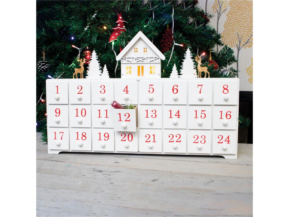 Wooden Reindeer Advent Calendar – Festive Countdown Decoration for Chr ...