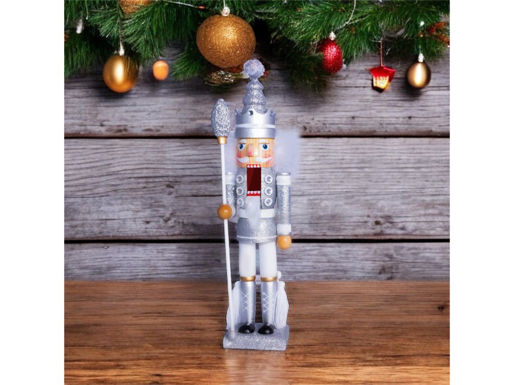 St Helens Glitter Nutcracker 40cm – Festive Decoration with Staff Rod ...