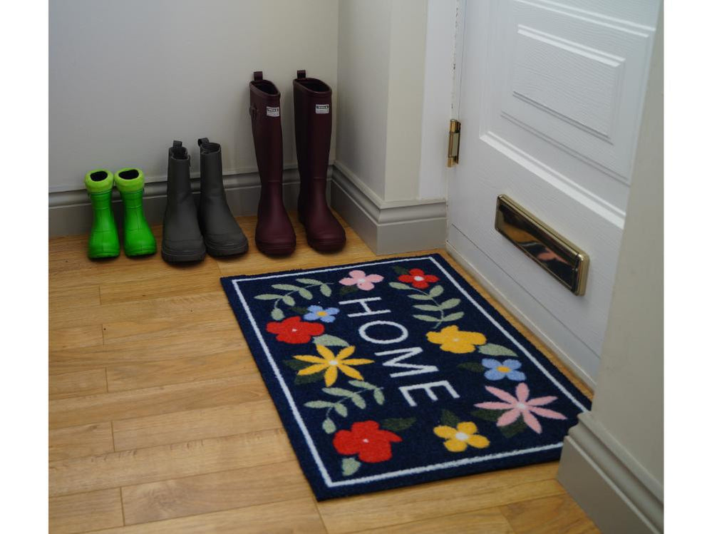 Eco Flex Premium Washable Mat - Floral Home Navy — Home & Garden Extras