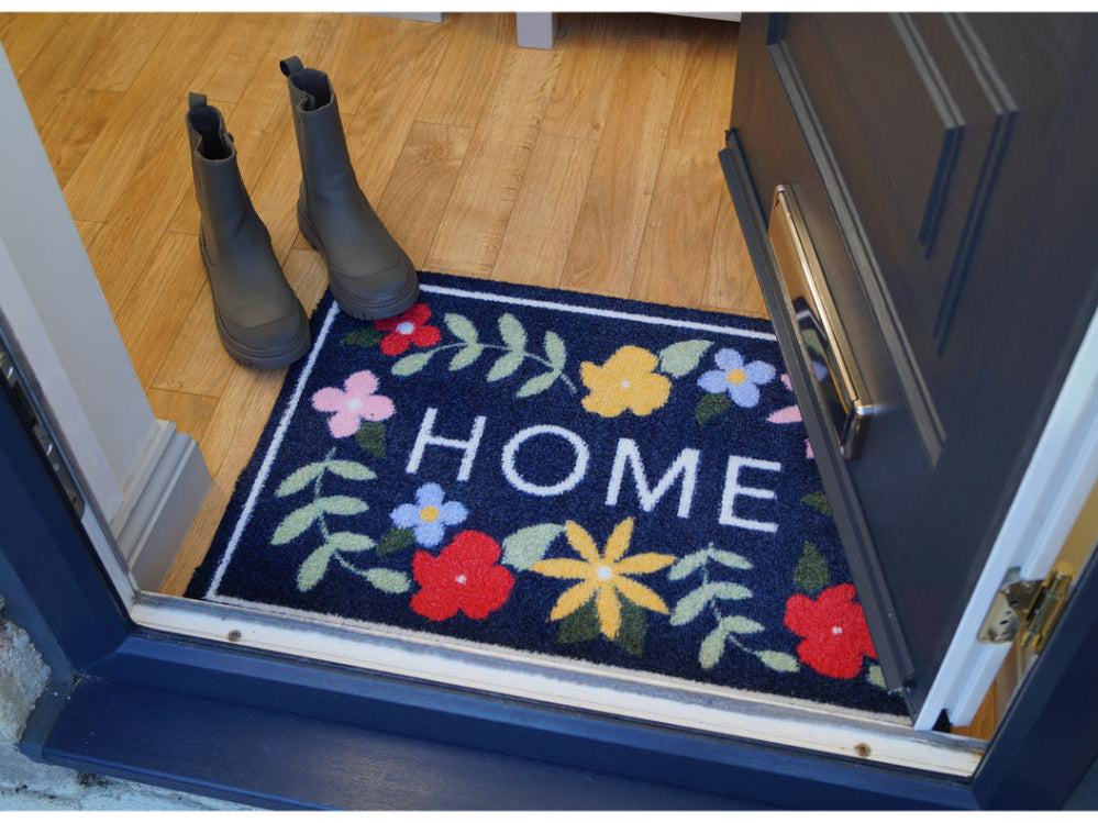 Eco Flex Premium Washable Mat - Floral Home Navy — Home & Garden Extras