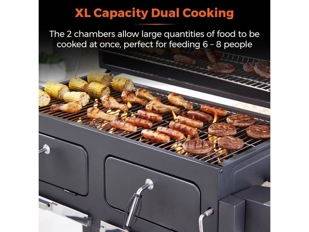 Ignite Duo XL BBQ Grill with Adjustable Charcoal Grill and Temperature ...