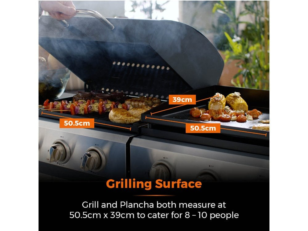Goucho Six Burner Gas BBQ & Plancha with Precision Heat Thermometer an ...
