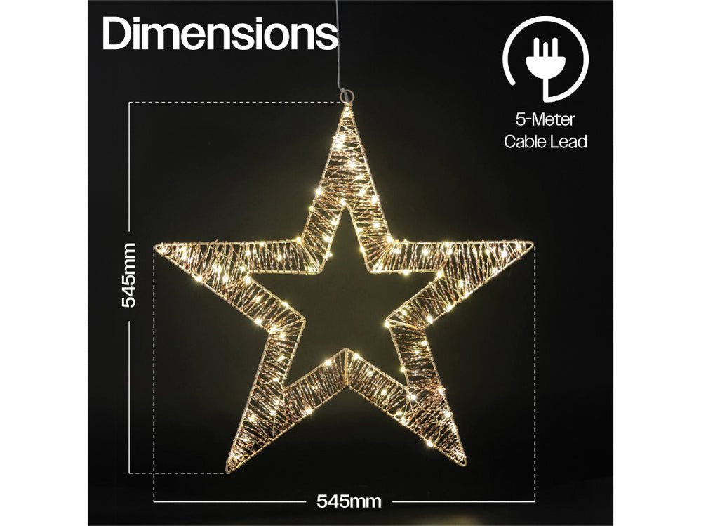 Xmas Haus Outdoor Christmas Metal Shiny Star – 54.5cm with 100 Warm Wh — Home & Garden Extras