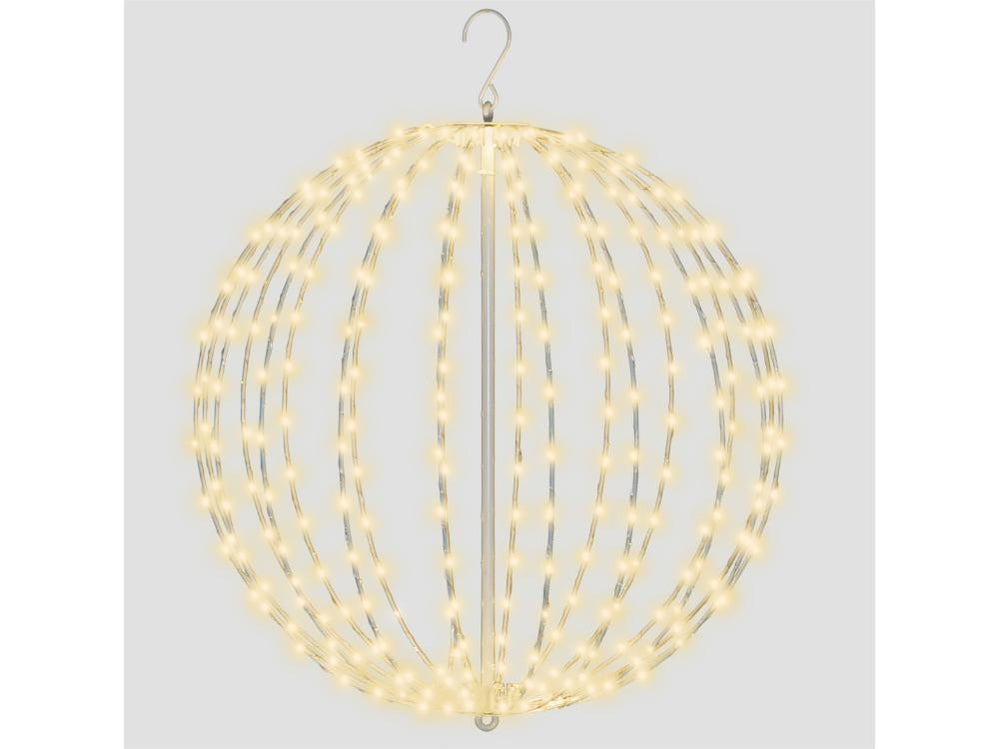 Xmas Haus Warm White LED Hanging Sphere – Elegant Metal Frame with Tim ...