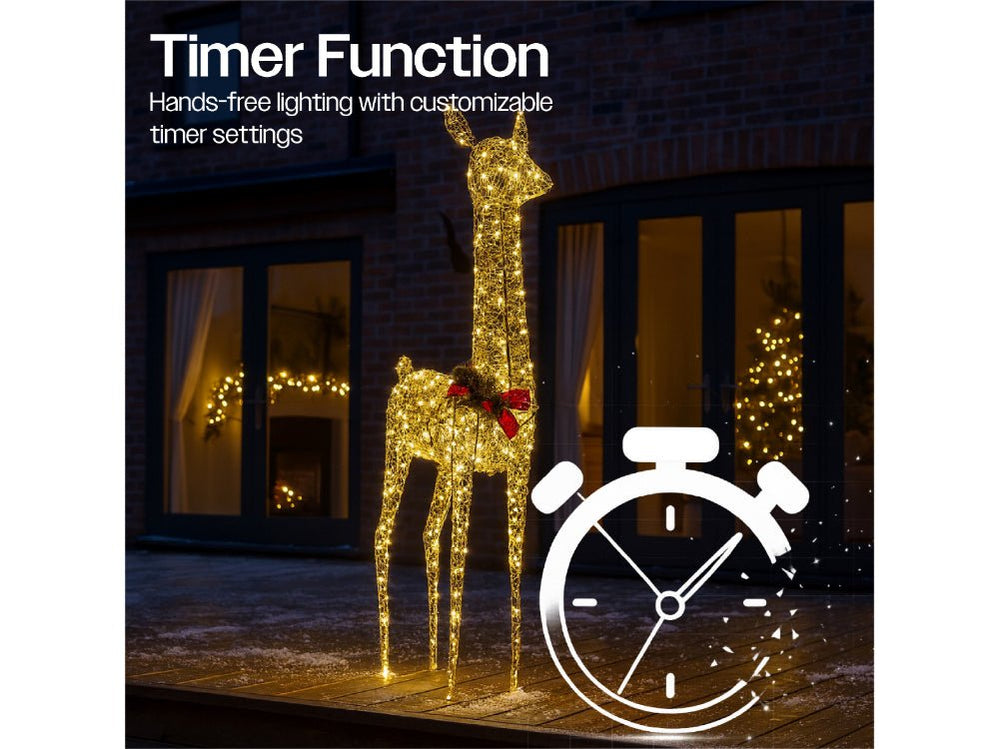 Xmas Haus Christmas Festive Gold Rattan Deer – 108cm High with 350 War ...