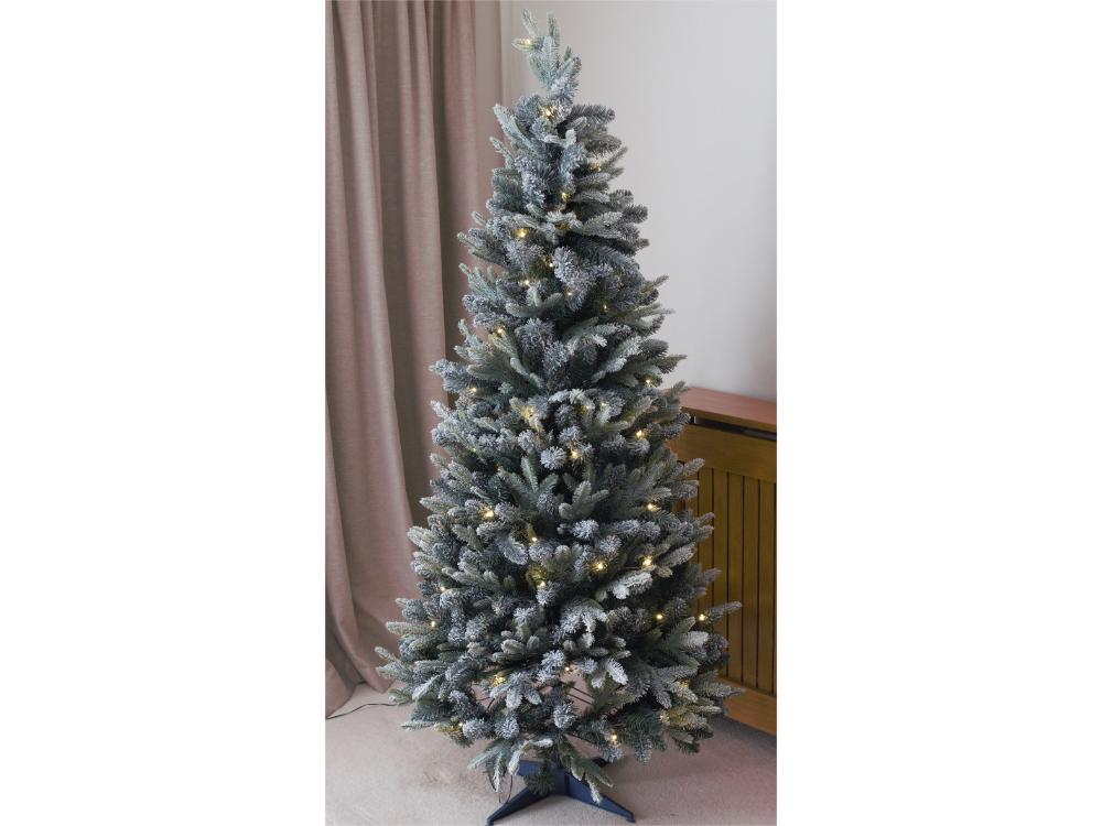 Winter Wonderland Snow Flocked Pine Pop-Up Christmas Tree – Pre-Lit wi ...